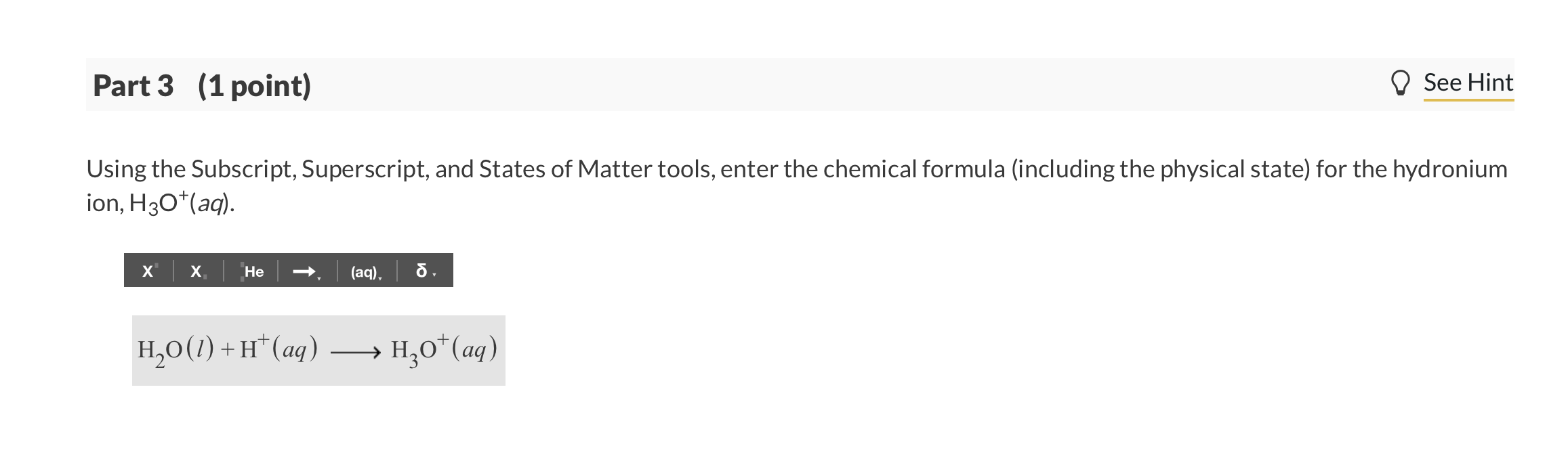Using the Subscript tool, enter the chemical formula | Chegg.com
