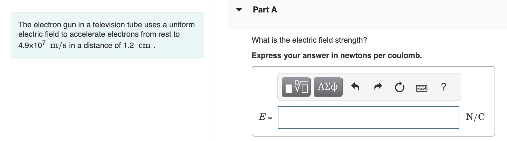 Solved The electron gun in a television tube uses a uniform | Chegg.com