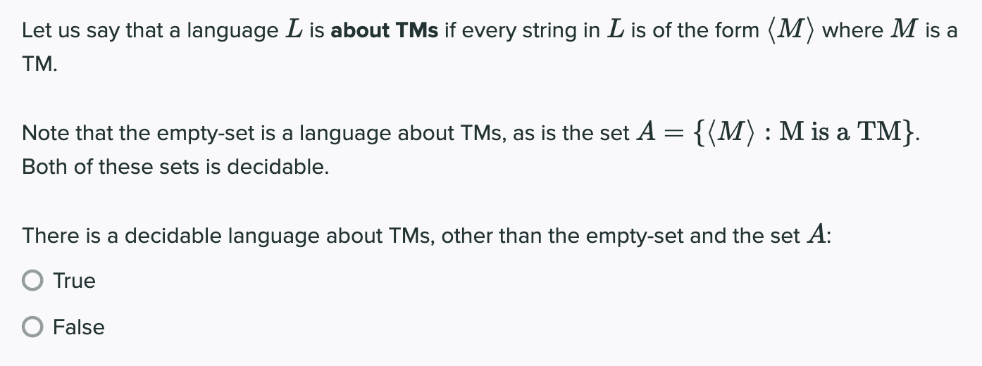 Solved Let us say that a language L is about TMs if every | Chegg.com