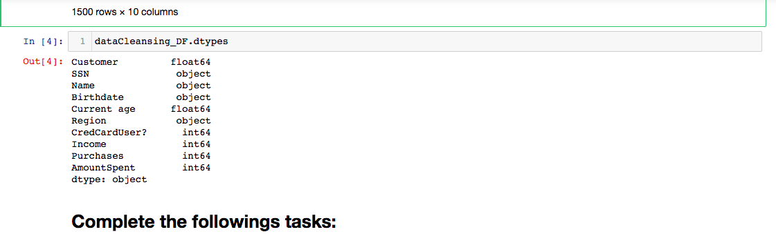Solved In [1]: 1 import pandas as pd 2 datacleansing_DF = | Chegg.com