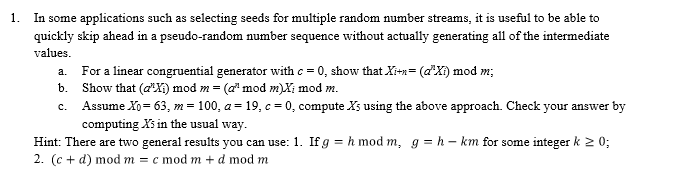 Solved 1. In some applications such as selecting seeds for | Chegg.com