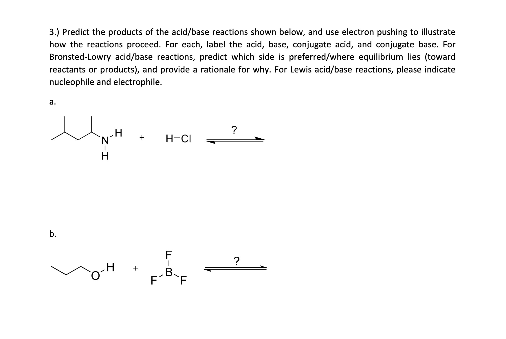 Solved 3.) Predict the products of the acid/base reactions | Chegg.com