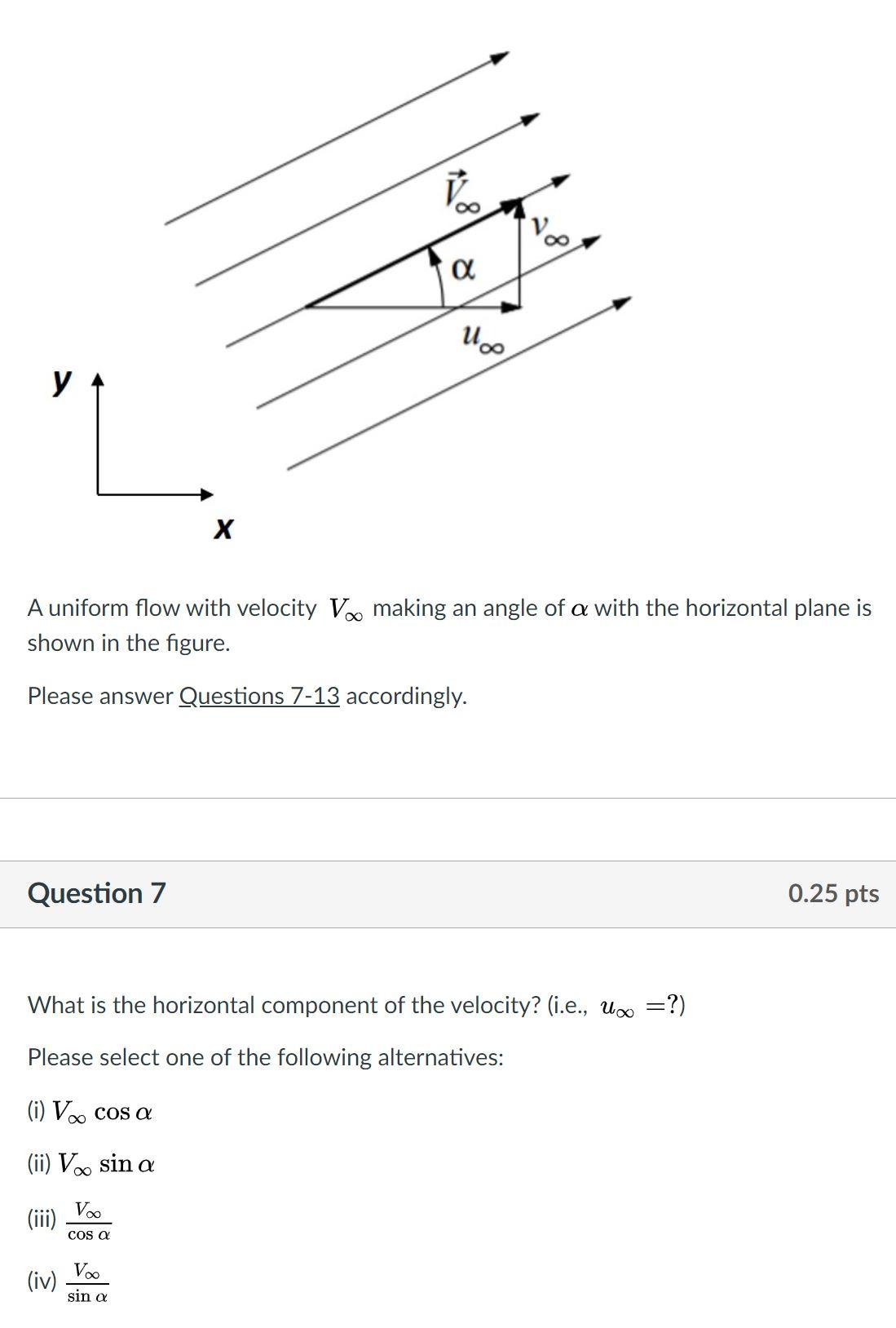 Solved α ио y х A uniform flow with velocity Vo making an | Chegg.com