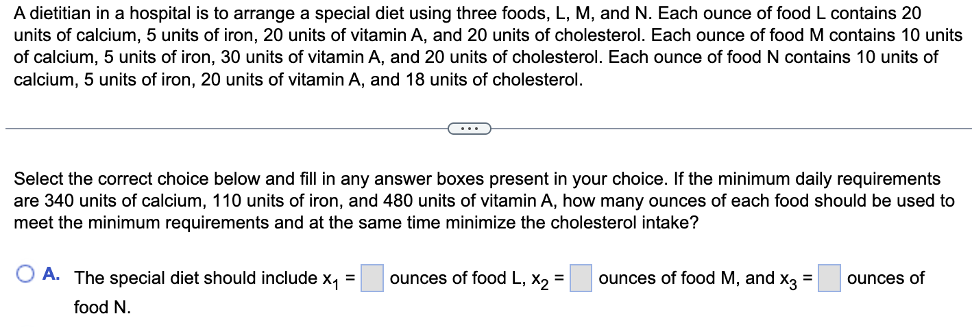Solved A dietitian in a hospital is to arrange a special | Chegg.com