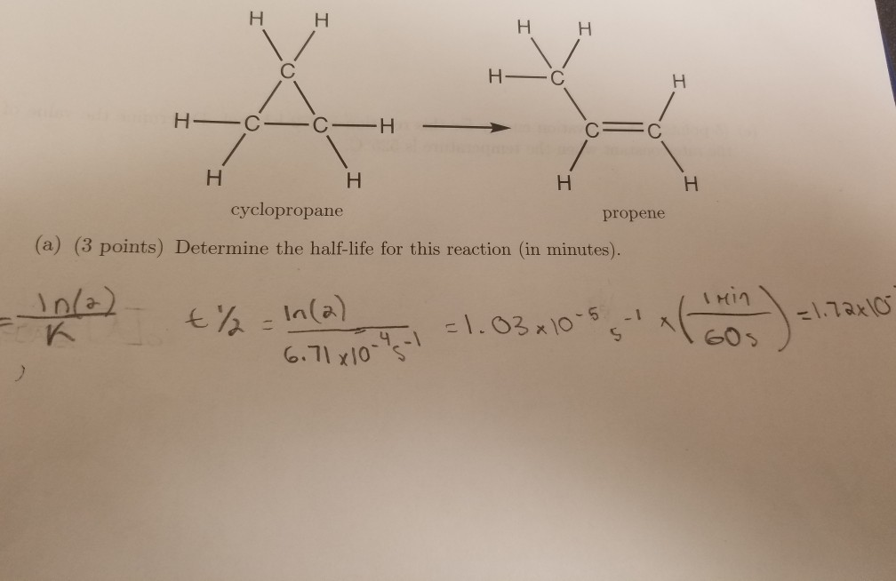 Solved cyclopropane propene (a) (3 points) Determine the | Chegg.com