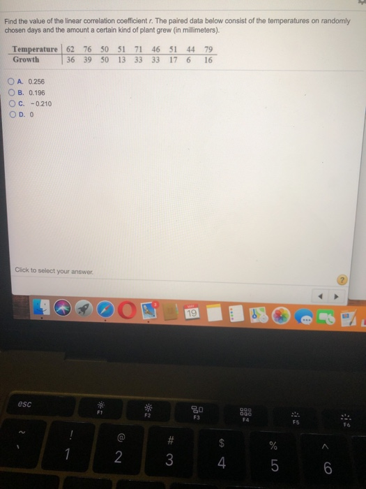 Solved Find the value of the linear correlation coefficient | Chegg.com