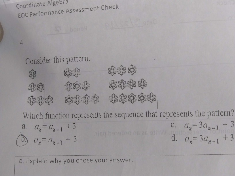 Solved Coordinate Algebra EOC Performance Assessment Check | Chegg.com