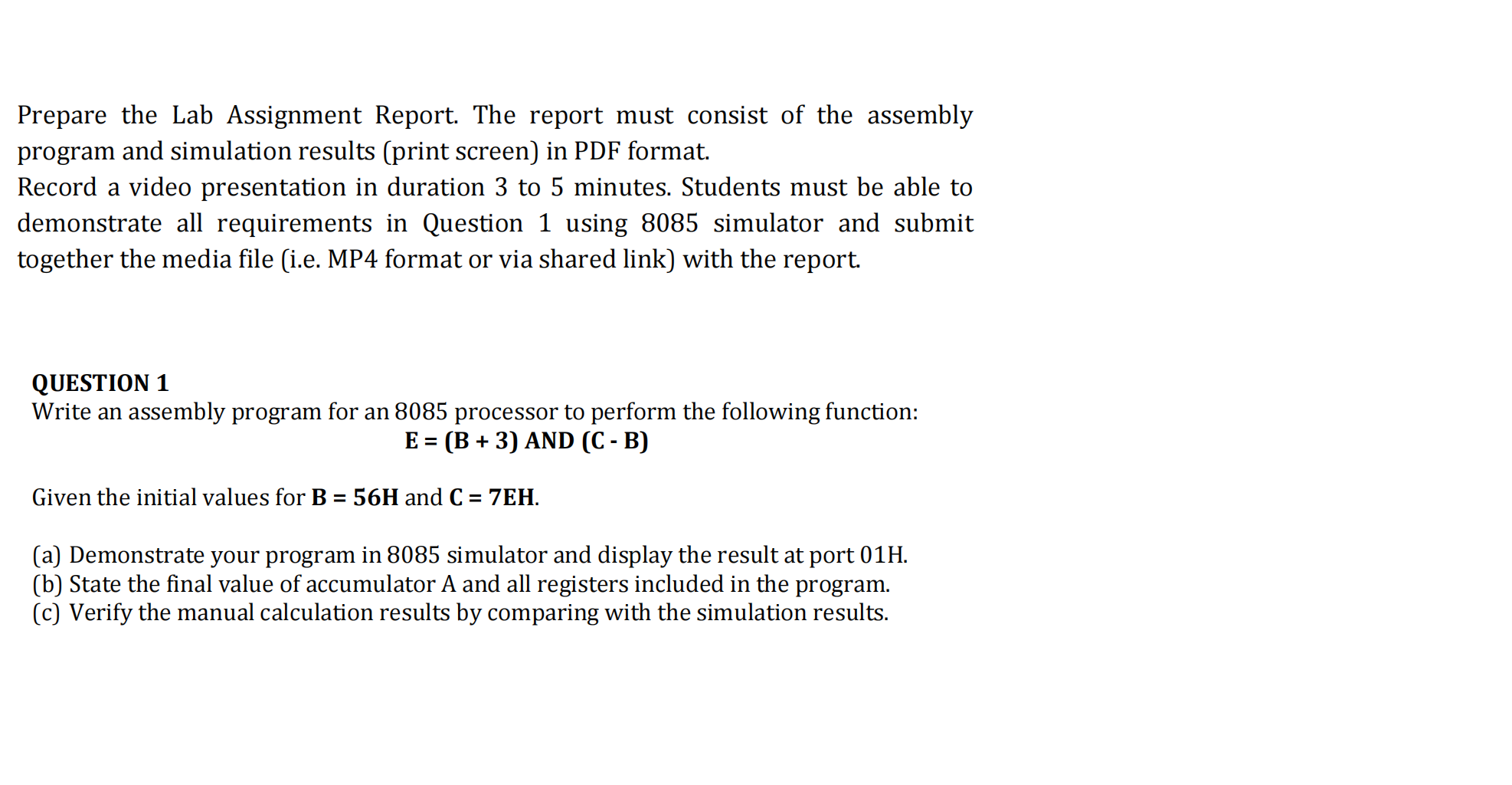 Solved Prepare the Lab Assignment Report. The report must | Chegg.com