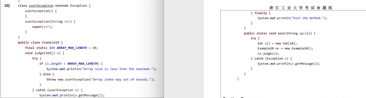 Solved 10) class userException extends Exception { | Chegg.com