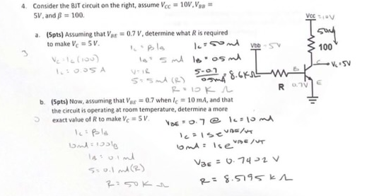 Solved 4. Consider the BT circuit on the right, assume | Chegg.com