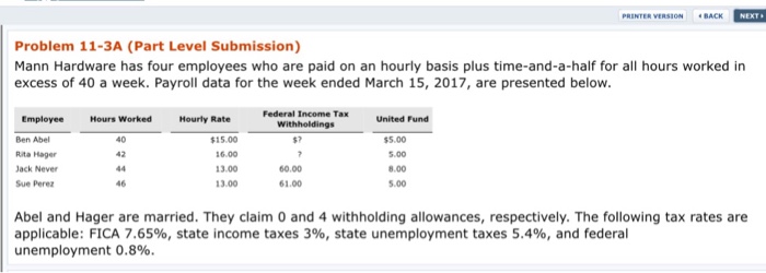 Solved Problem 11-3A (Part Level Submission) Mann Hardware | Chegg.com