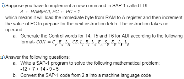 i) Suppose you have to implement a new command in | Chegg.com