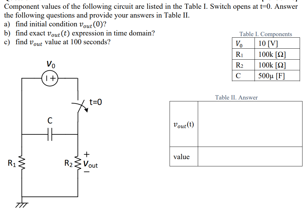 Solved Component values of the following circuit are listed | Chegg.com