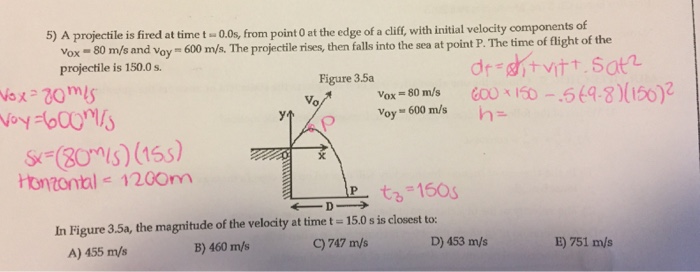 Solved A projectile is fired at time t = 0.0s, from point | Chegg.com