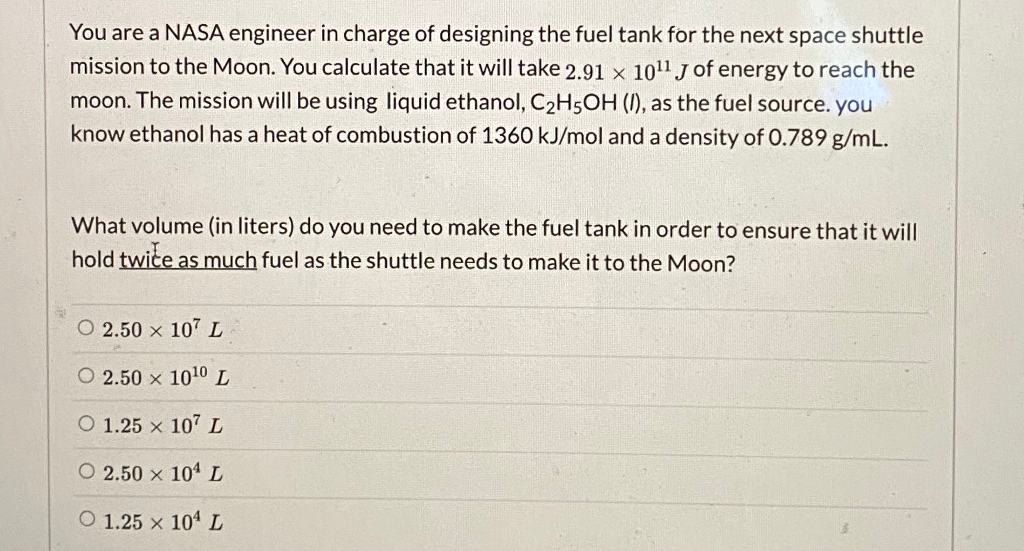 Solved You are a NASA engineer in charge of designing the | Chegg.com