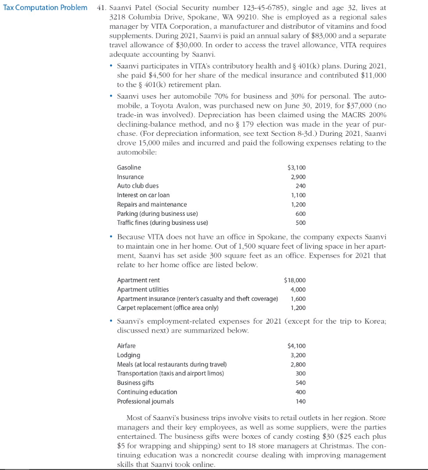 41. Saanvi Patel (Social Security number | Chegg.com