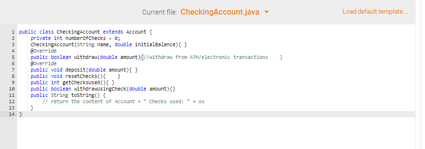 Abstract Classes, Inheritance (Bank Application) 100 | Chegg.com