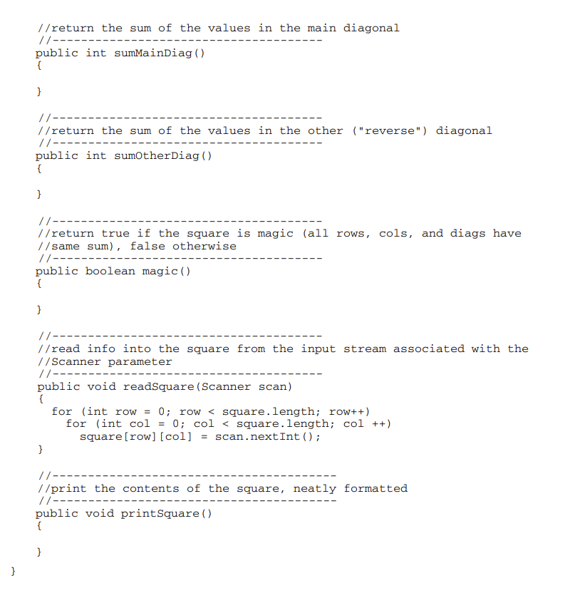 Solved Exercise 3: Magic Squares; use existing file | Chegg.com