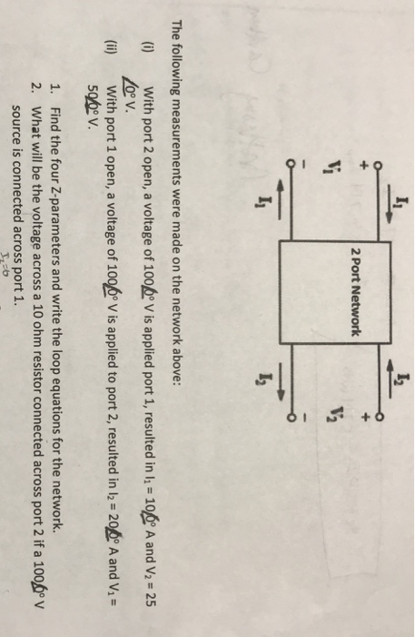 Solved 2 Port Network The following measurements were made | Chegg.com