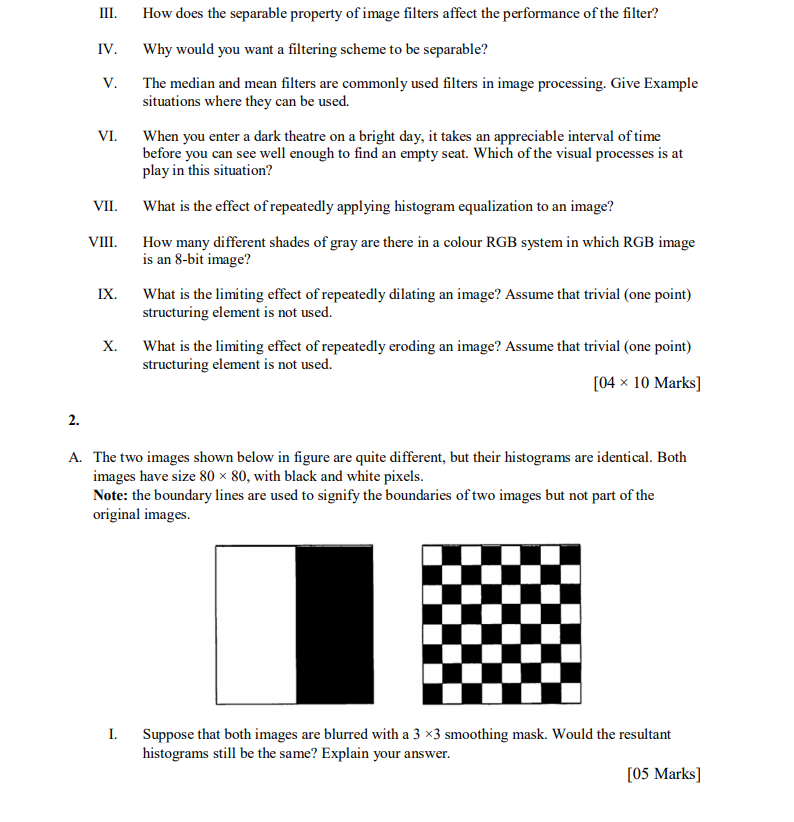 III. How does the separable property of image filters | Chegg.com