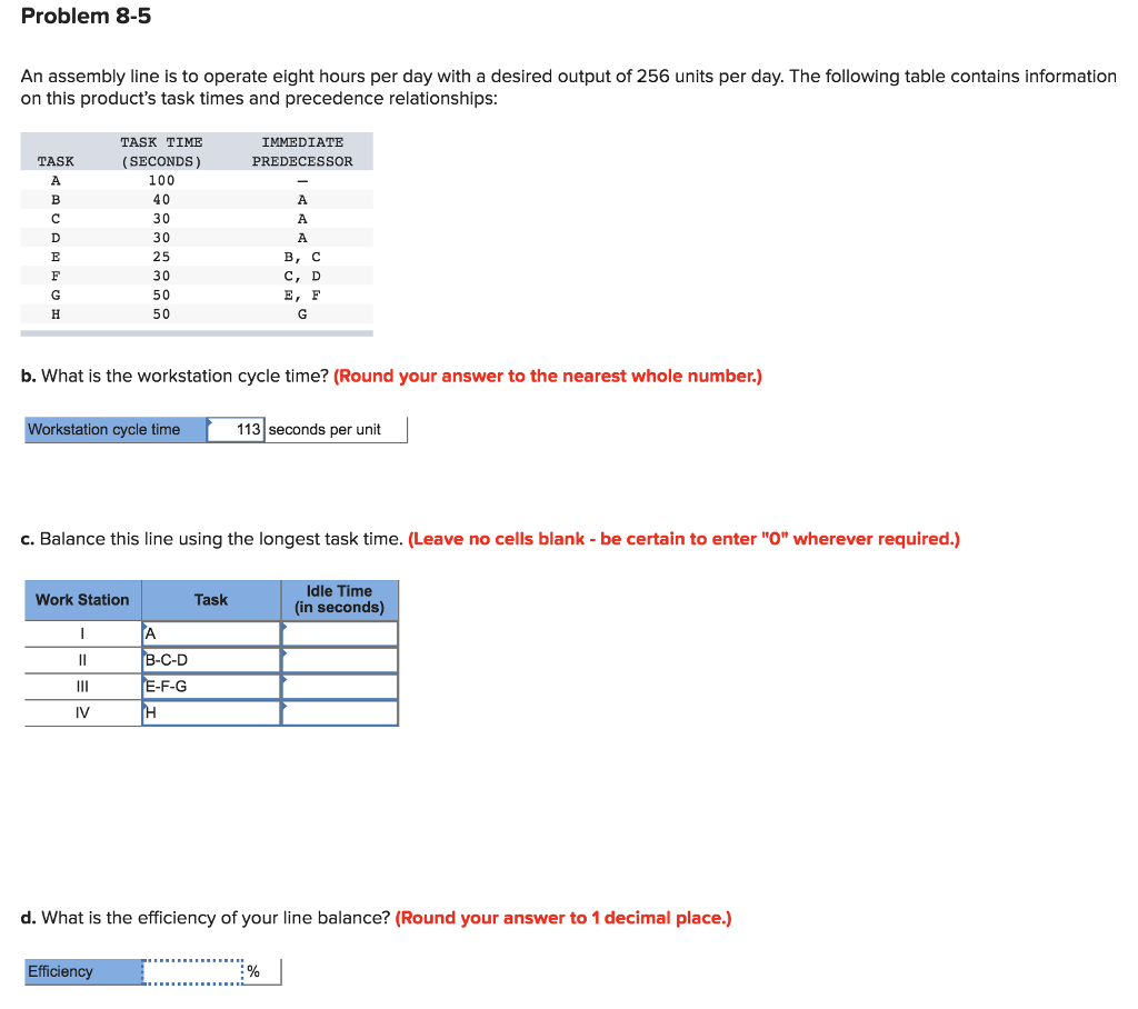 Solved Problem 8-5 An assembly line is to operate eight | Chegg.com