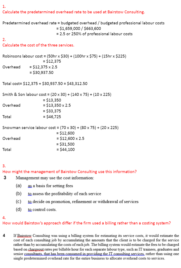 1. Calculate the predetermined overhead rate to be | Chegg.com