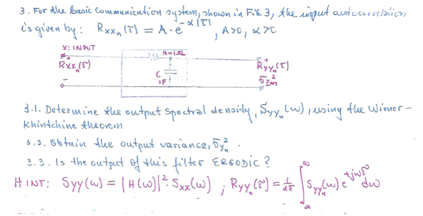 Solved 3. For the basic communication system, shown in Fib. | Chegg.com