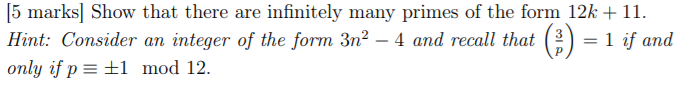 Solved [5 marks] Show that there are infinitely many primes | Chegg.com