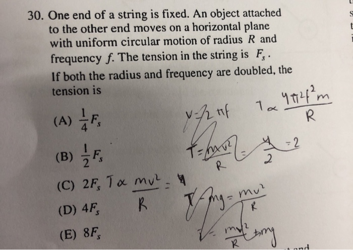 Solved 30. One end of a string is fixed. An object attached | Chegg.com
