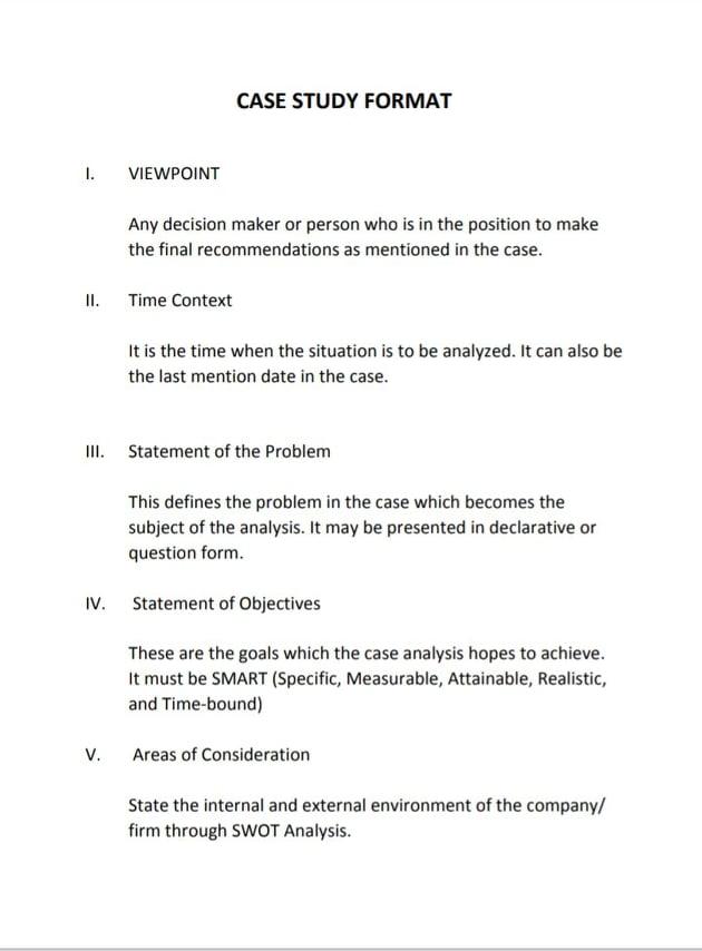 Solved CASE STUDY FORMAT 1 VIEWPOINT Any Decision Maker Or Chegg
