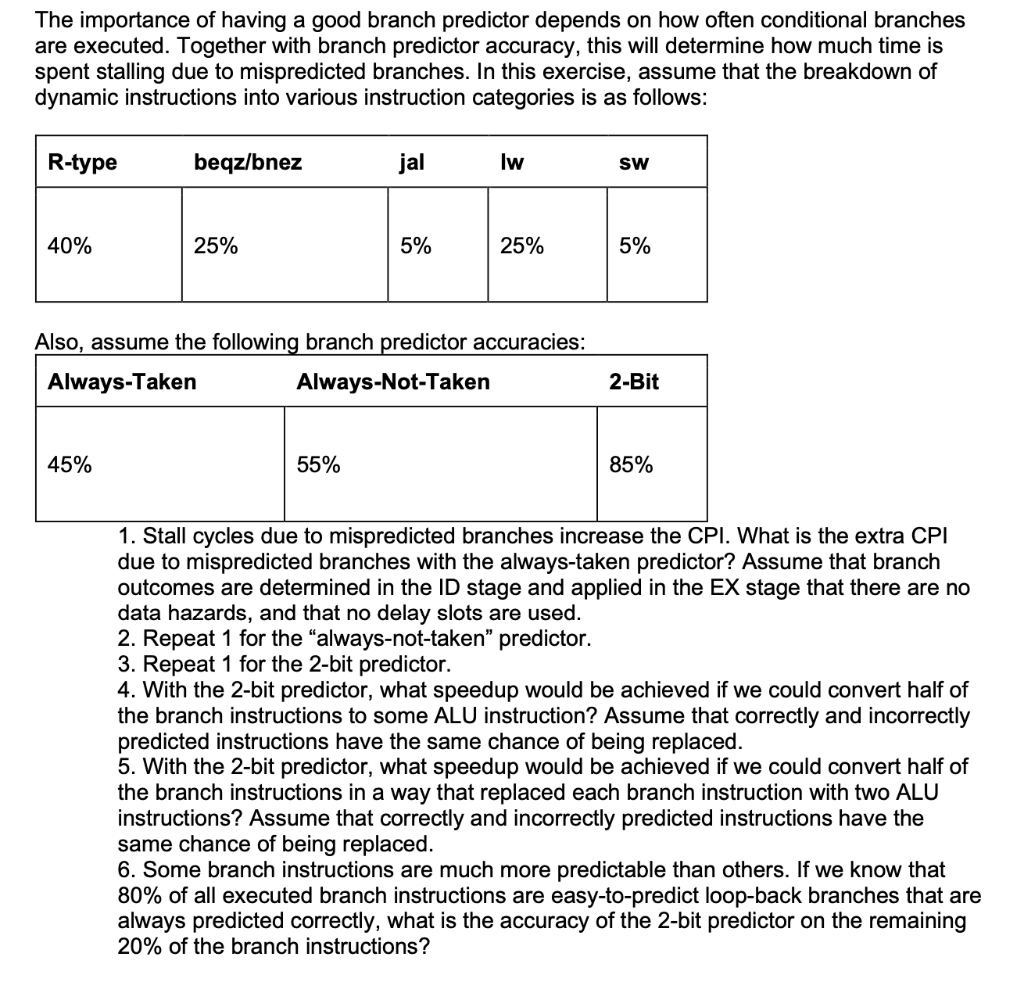 Solved The importance of having a good branch predictor | Chegg.com