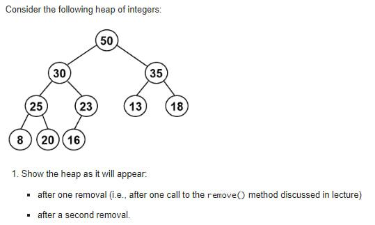 Consider the following heap of integers: 1. Show the | Chegg.com