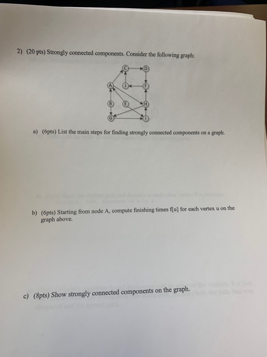 Solved 2) (20 pts) Strongly connected components. Consider | Chegg.com
