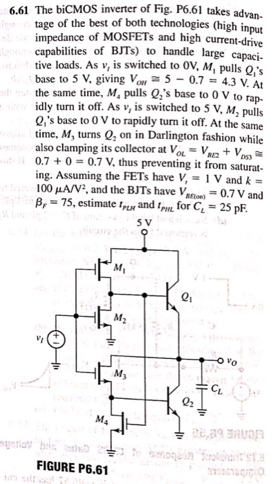 Solved 6.61 The biCMOS inverter of Fig. P6.61 takes ad van- | Chegg.com