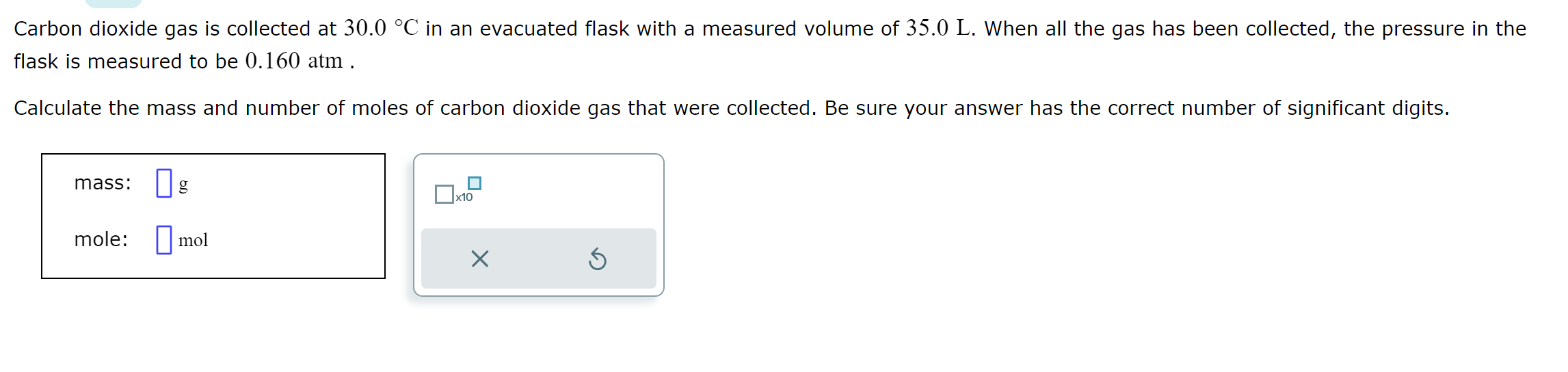Solved Carbon dioxide gas is collected at 30.0∘C in an | Chegg.com