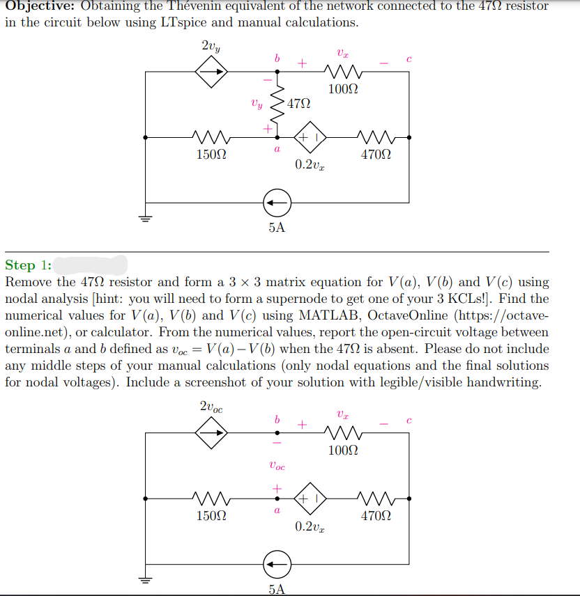 Solved Objective: Obtaining the Thevenin equivalent of the | Chegg.com