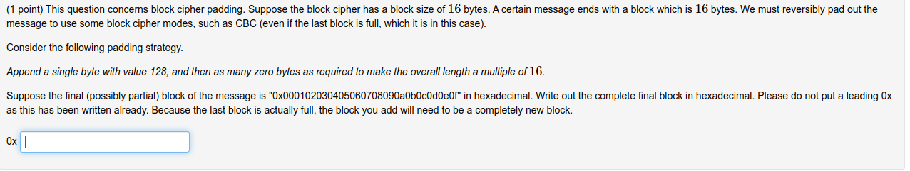 Solved (1 point) This question concerns block cipher | Chegg.com