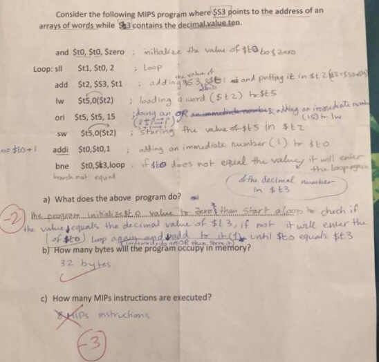 Solved Consider the following MIPS program where $$3 points | Chegg.com