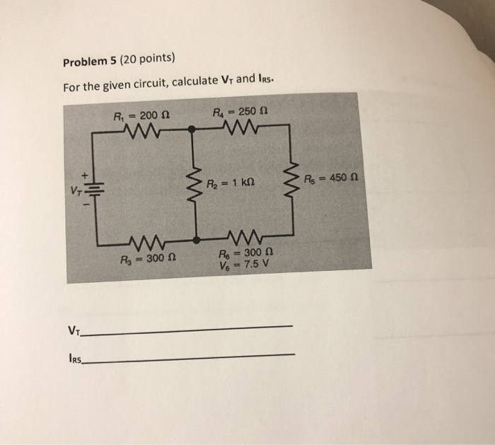Solved Problem 5 (20 points) For the given circuit, | Chegg.com