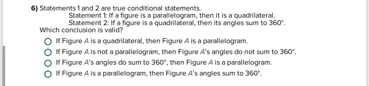 Solved 6) Statements 1 and 2 are true conditional | Chegg.com