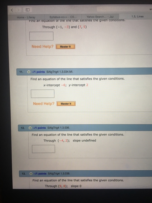 Solved Find An Equation Of The Line That Satisfies The Given