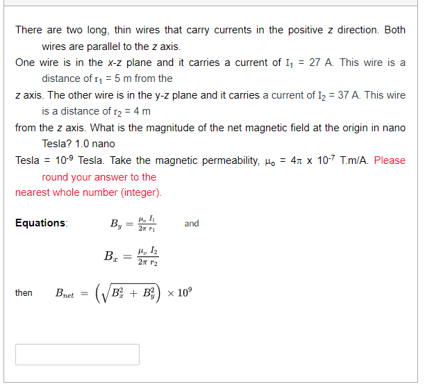 Solved There are two long, thin wires that carry currents in | Chegg.com