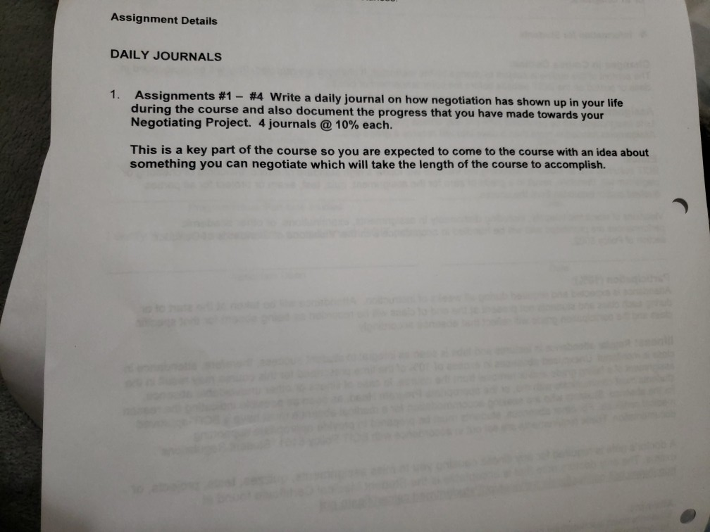Solved Assignment Details DAILY JOURNALS Assignments #1-#4 | Chegg.com