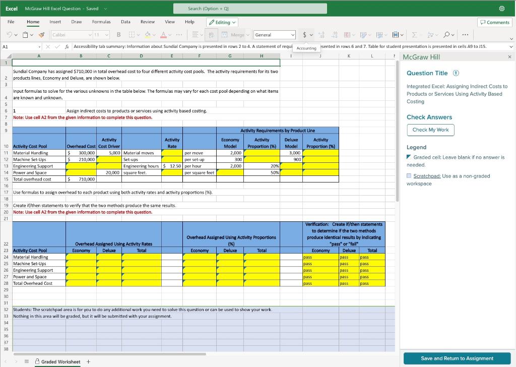 Solved Integrated Excel: Assigning Indirect Costs to | Chegg.com