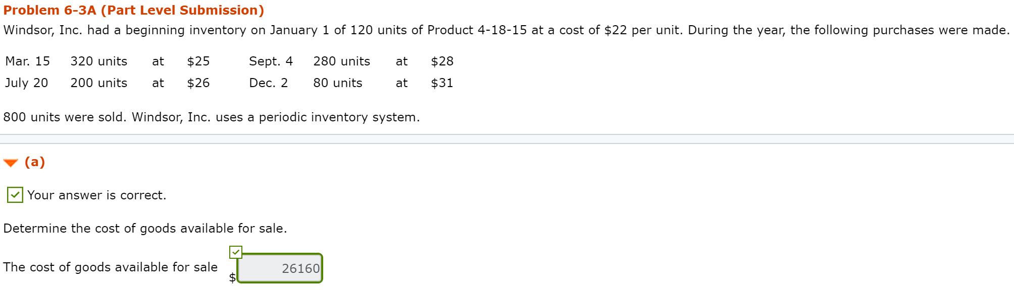 Solved Problem 6-3A (Part Level Submission) Windsor, Inc. | Chegg.com