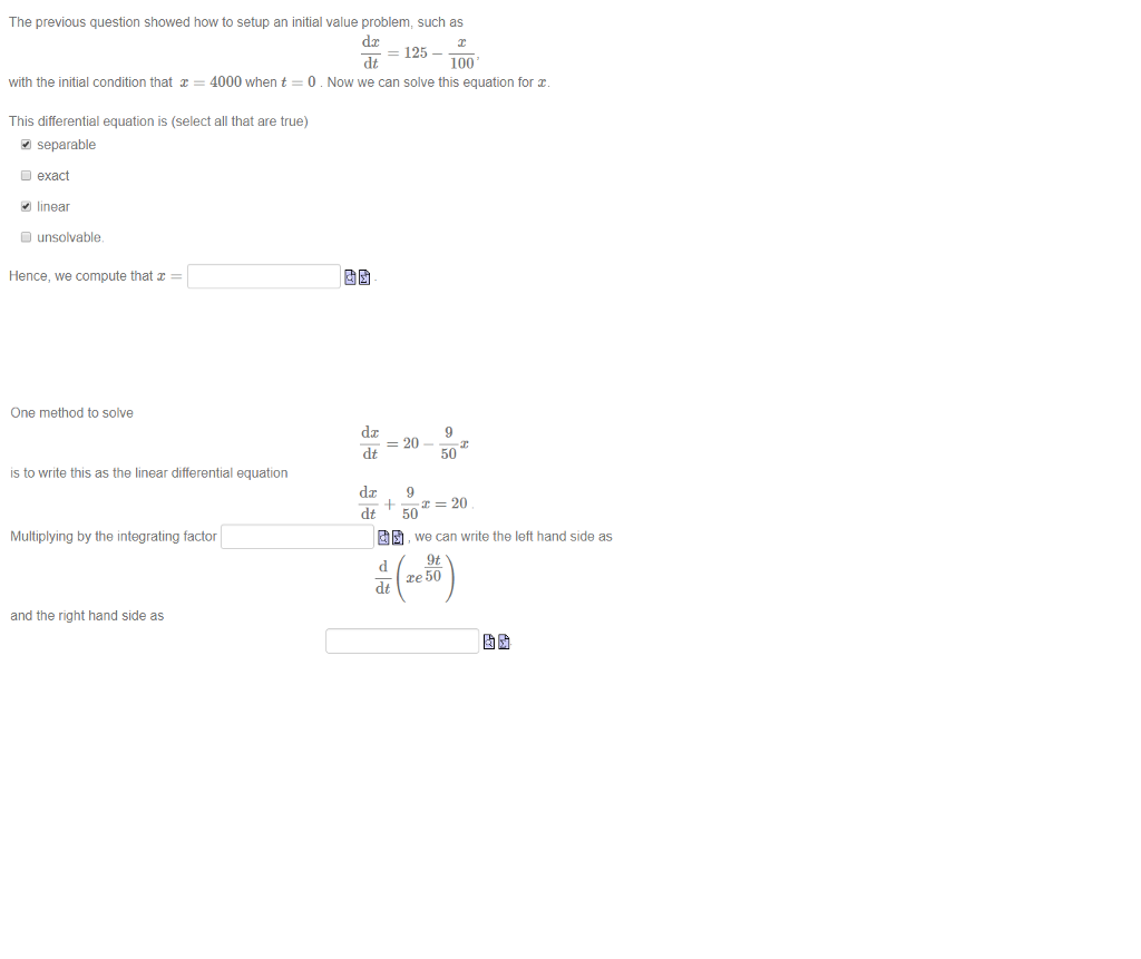 Solved The previous question showed how to setup an initial | Chegg.com