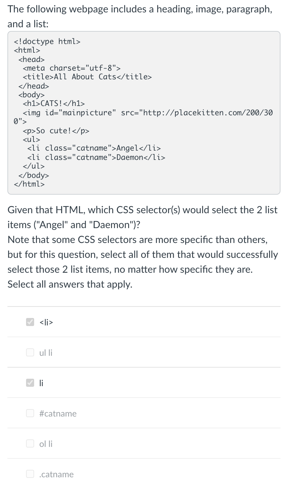 Solved The following webpage includes a heading, image, | Chegg.com