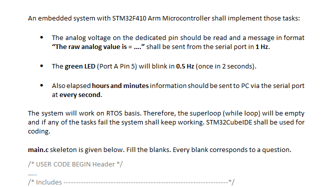 Solved An embedded system with STM32F410 Arm Microcontroller | Chegg.com