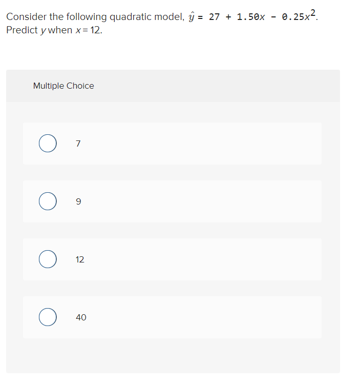 Solved Consider the following quadratic model, \\( | Chegg.com