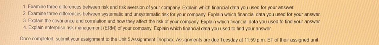 Solved 1. Examine three differences between risk and risk | Chegg.com